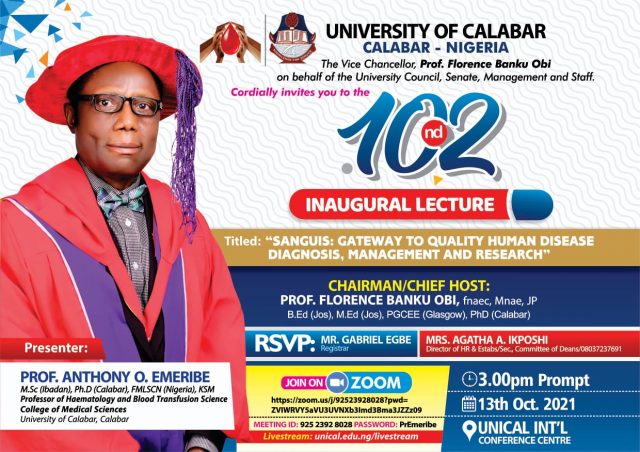 Former MLSCN Boss Prof. Anthony Emeribe delivers UNICAL 102nd Inaugural ...